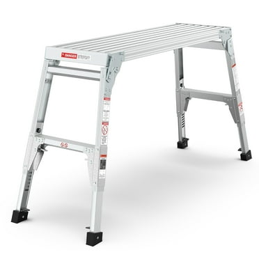 BENTISM Adjustable Heavy-Duty Aluminum Step Stool Folding Work Platform ...