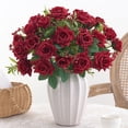 7 Heads Artificial Rose Flowers Bouquet Silk Flower Roses with Stems ...