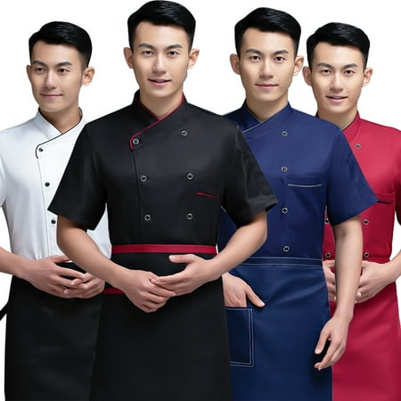 Chef Uniform Short Sleeve Kitchen Apron Double-breasted Suits ...