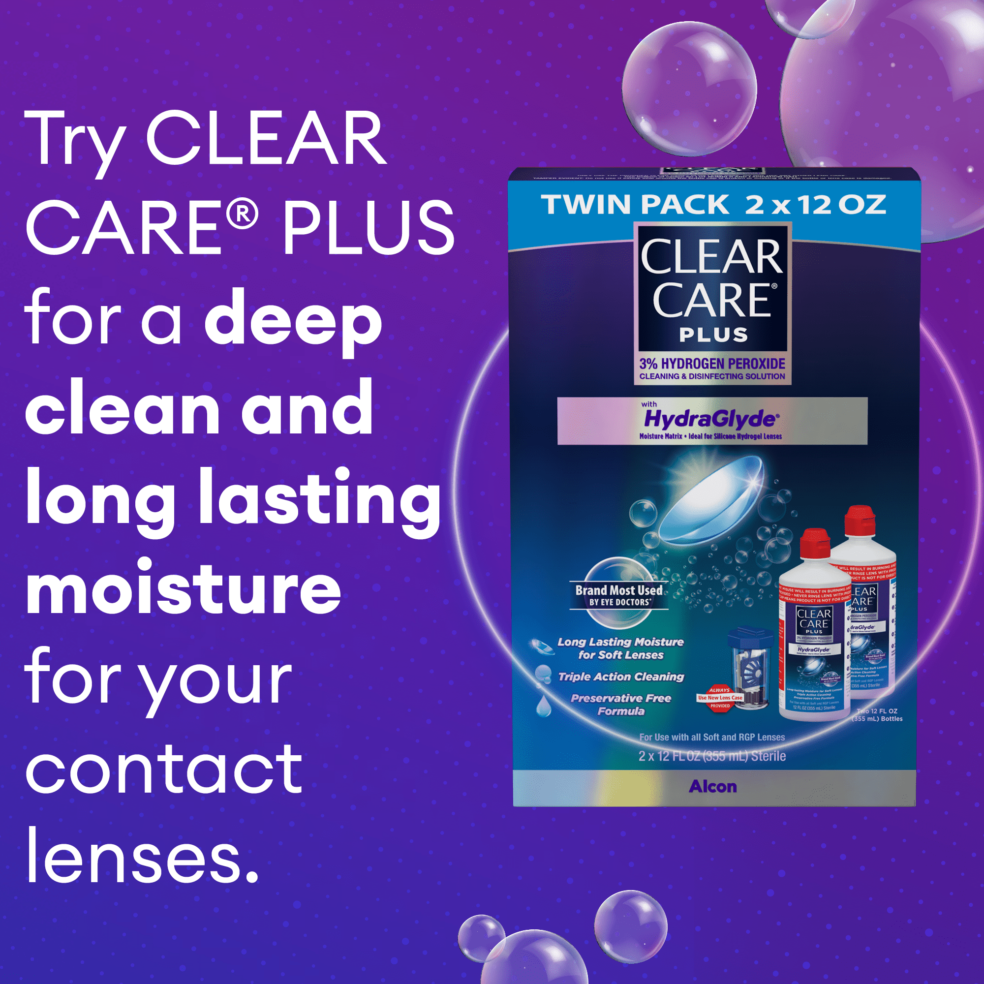 Clear Care Plus Contact Lens Cleaning Liquid Solution for Daily Use ...