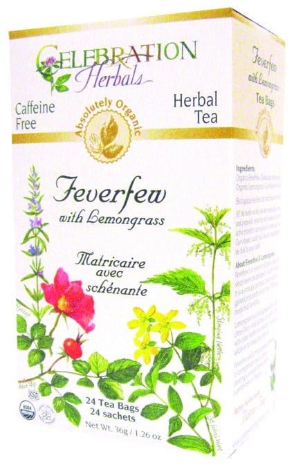 Celebration Herbals Organic Feverfew Lemongrass Tea Caffeine Free 24 ...