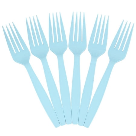 JAM Big Party Pack of Premium Plastic Forks, Aqua / Light Blue, 100 ...