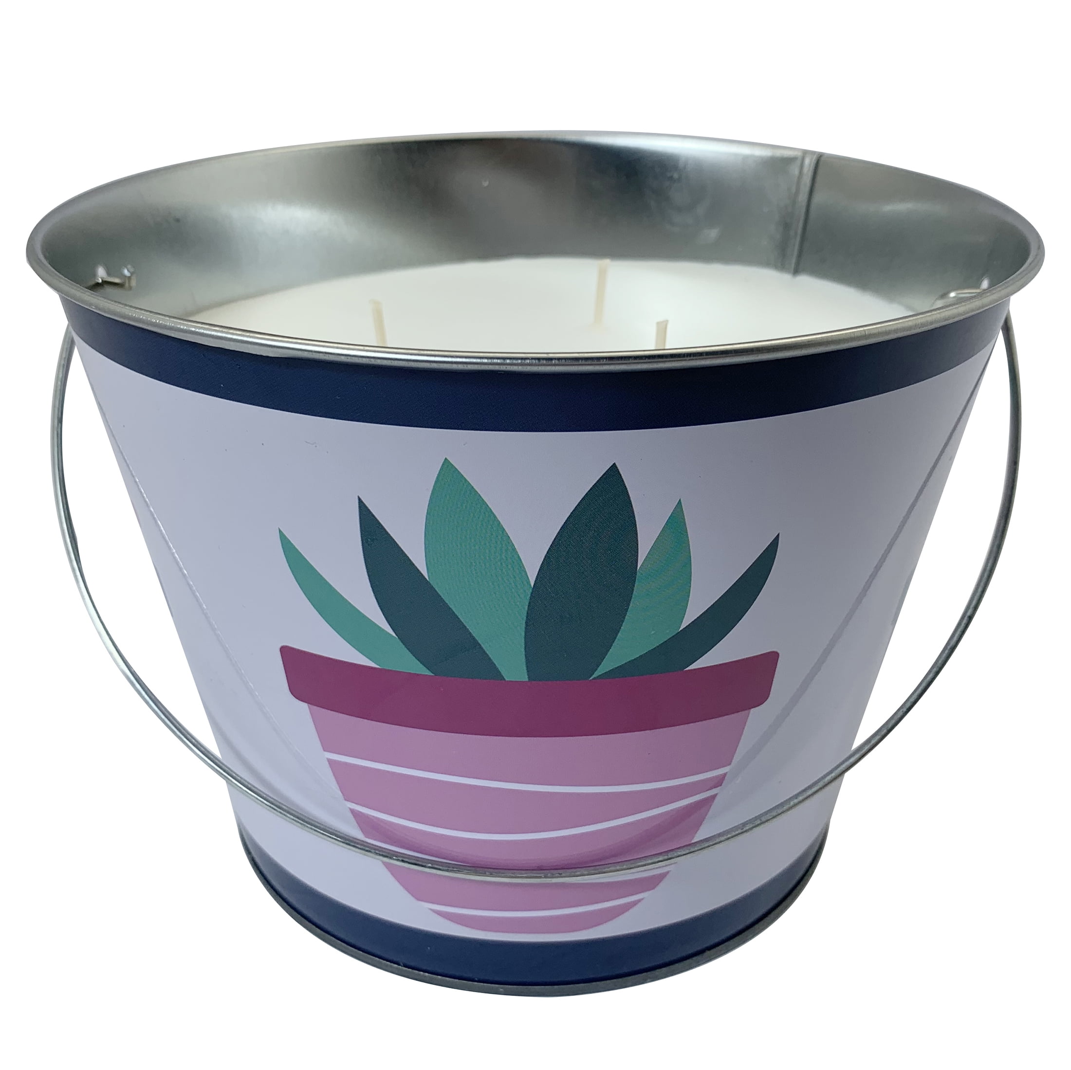 Mainstays 30-Ounce, 3-Wick Cactus Bucket Outdoor Citronella Candle ...