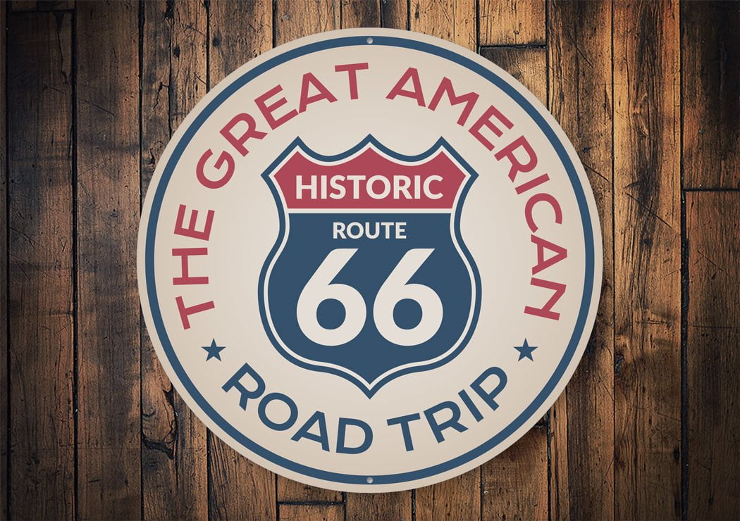 The Great American Road Trip Route 66 Novelty Sign, Metal Wall Decor ...