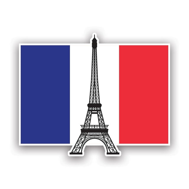 Eiffel Tower France Flag Shaped Sticker Decal - Self Adhesive Vinyl - Weatherproof - Made in USA ...
