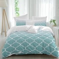 4 Piece Duvet Cover Set Queen, Cyan Gradient Morocco Pattern Soft ...