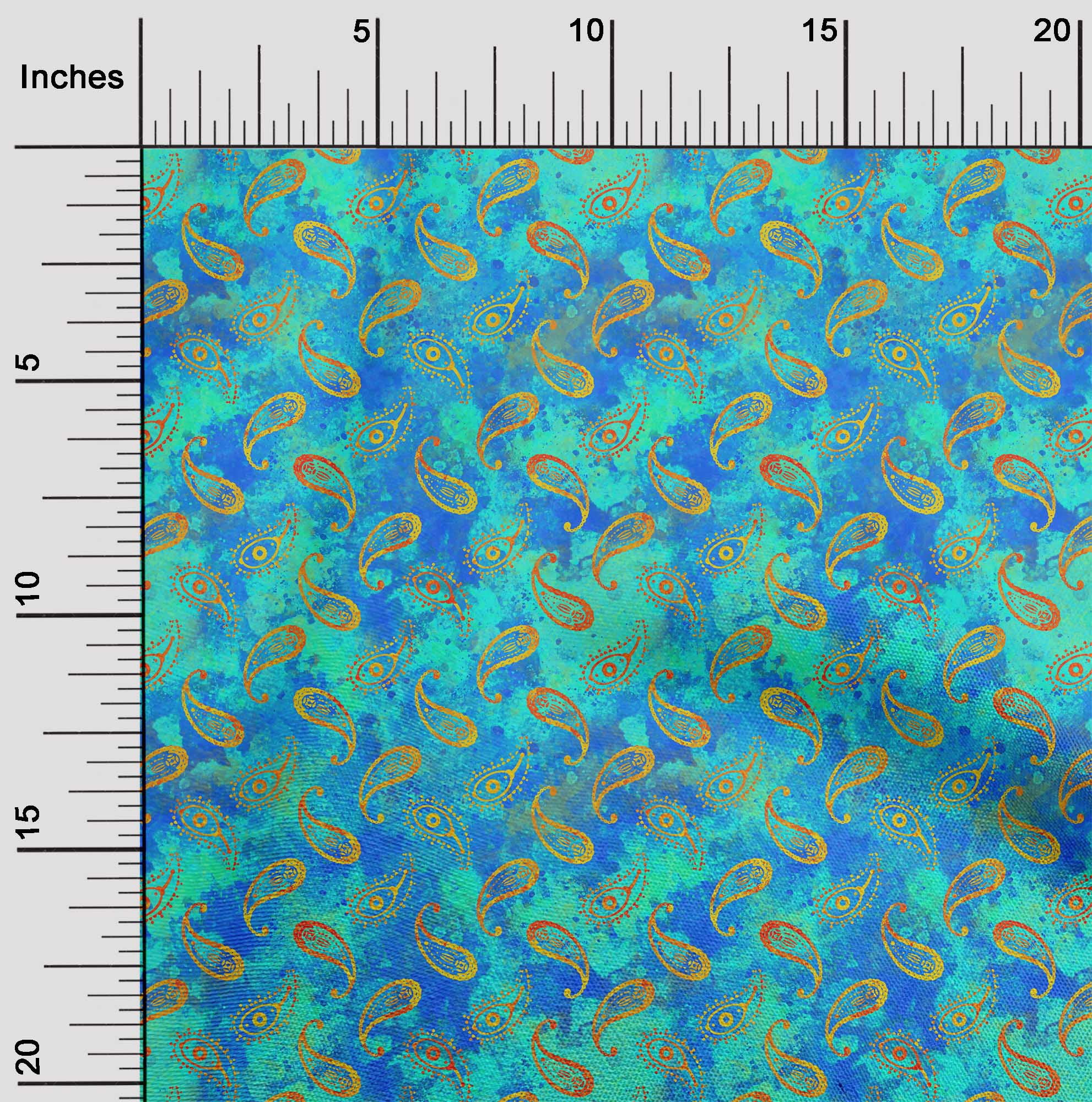 oneOone Cotton Cambric Turquoise Blue Fabric Batik Sewing Material ...