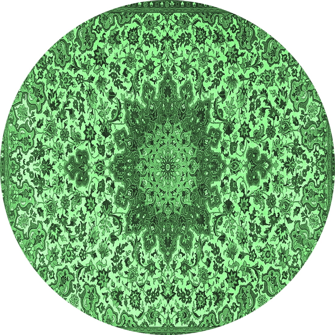 Ahgly Company Indoor Round Medallion Emerald Green Traditional Area ...