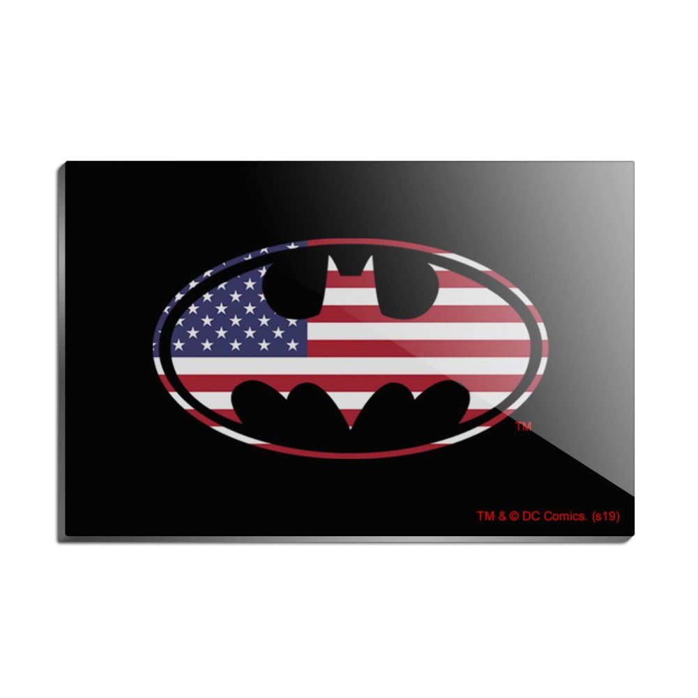 Batman USA American Flag Shield Logo Rectangle Acrylic Fridge ...