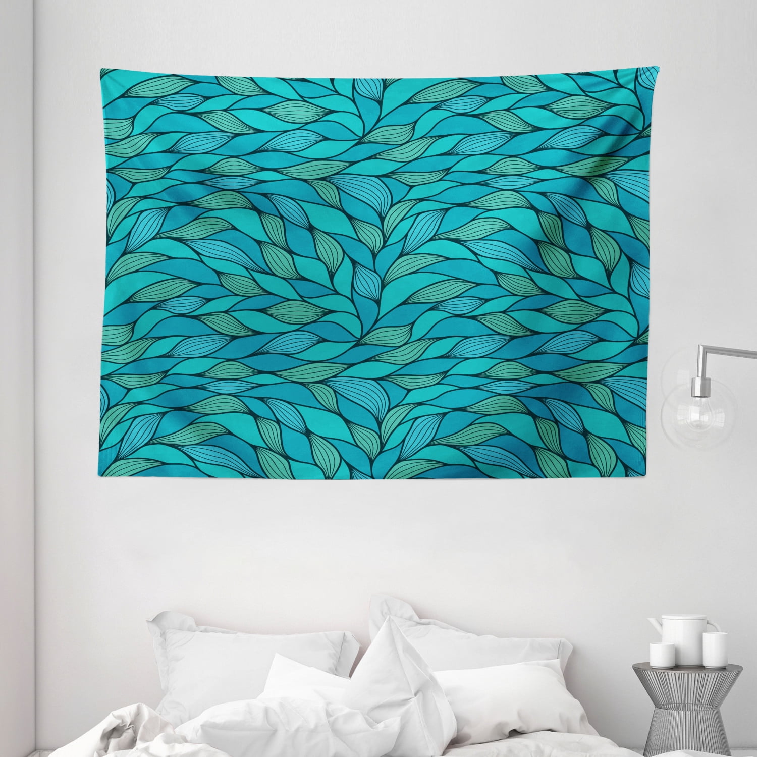 Teal Tapestry, Abstract Wave Design with Different Colors Ocean Themed ...