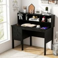 Costway 48" Computer Desk with Power Outlets Type-C 5-Cubby Hutch & 2 ...