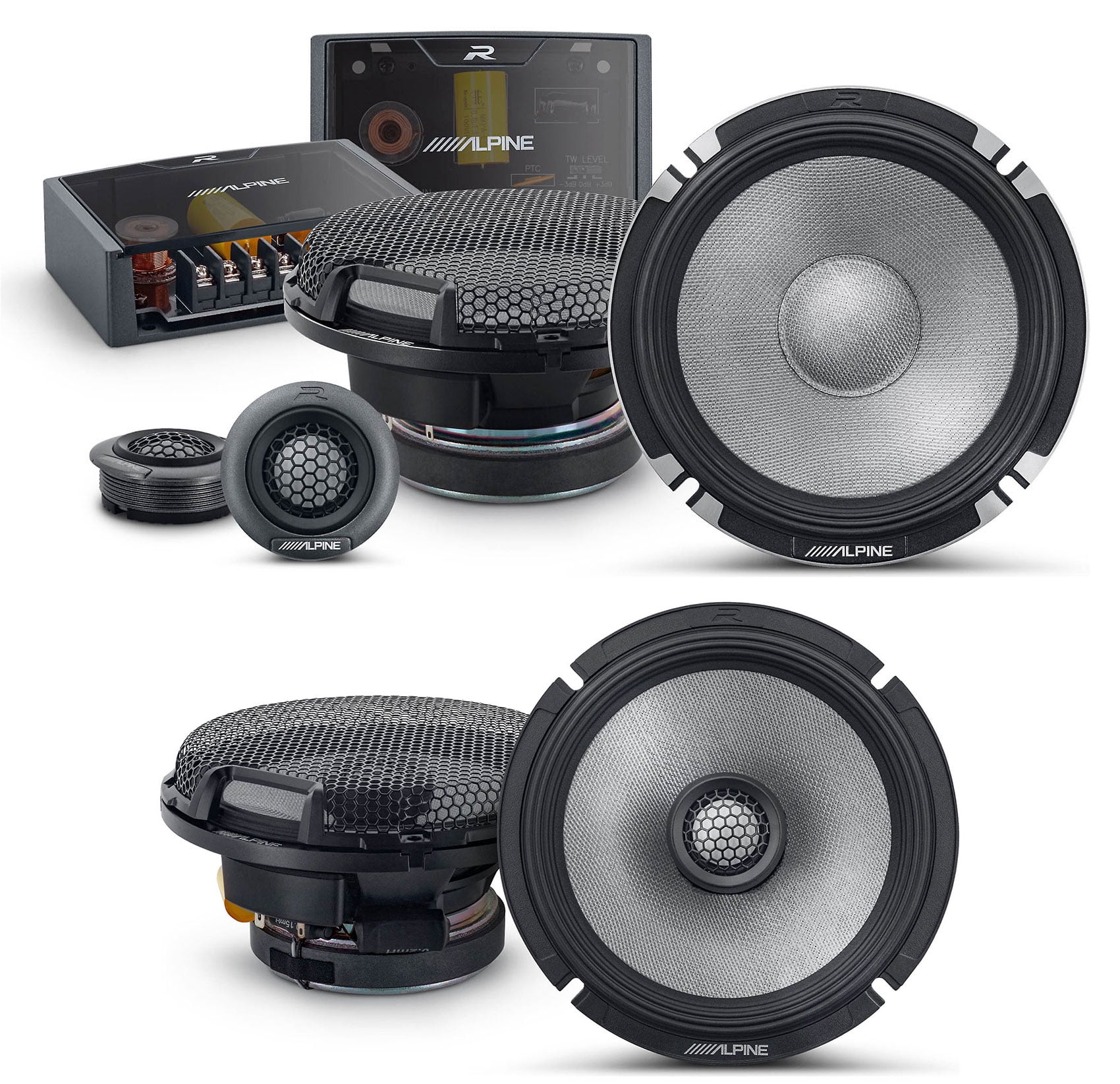 Pair Alpine R2-S65 6.5" 2-Way+R2-S652 High-Resolution Component Car ...