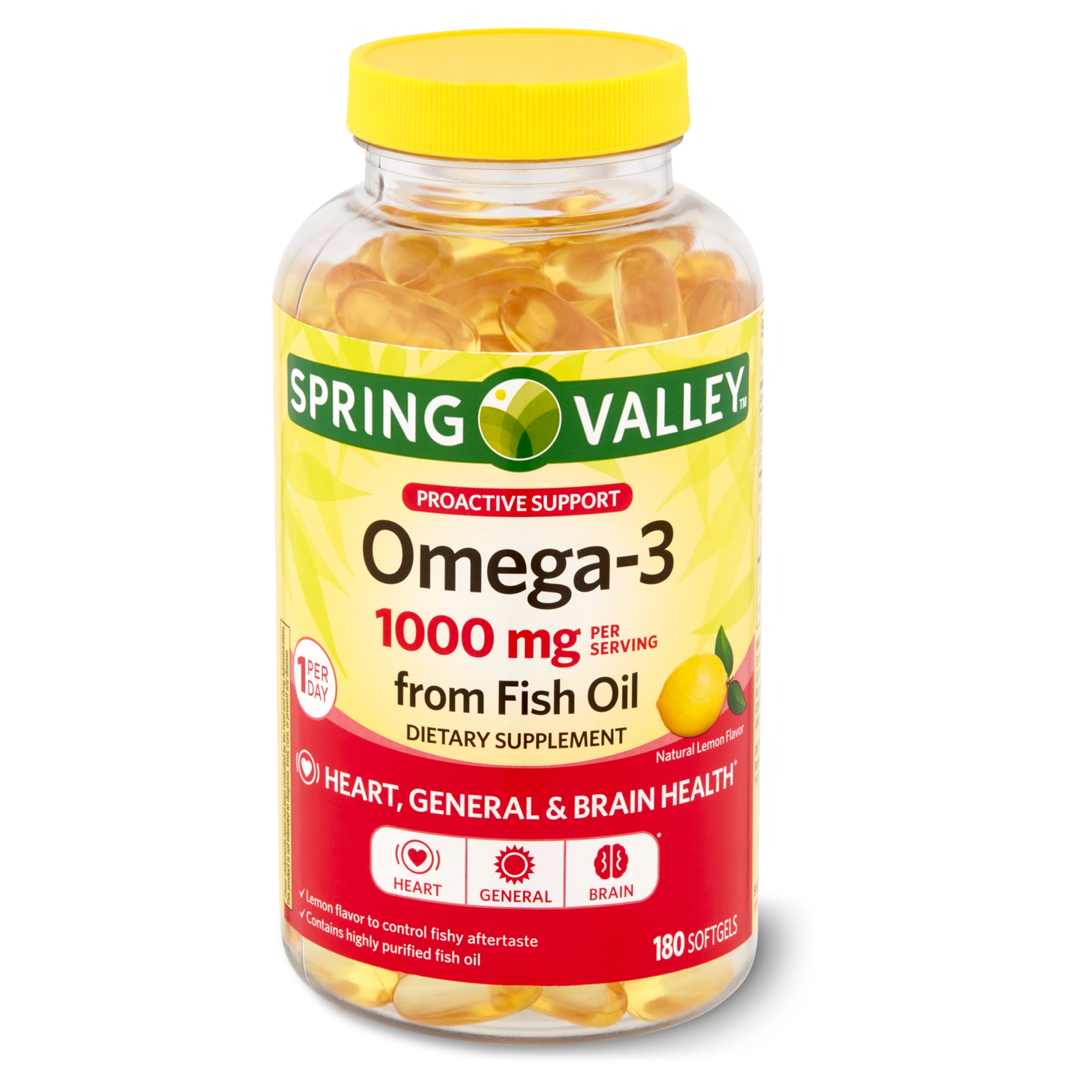 Spring Valley Omega-3 Fish Oil Soft Gels, 1000 mg, 180 Count - Walmart.com