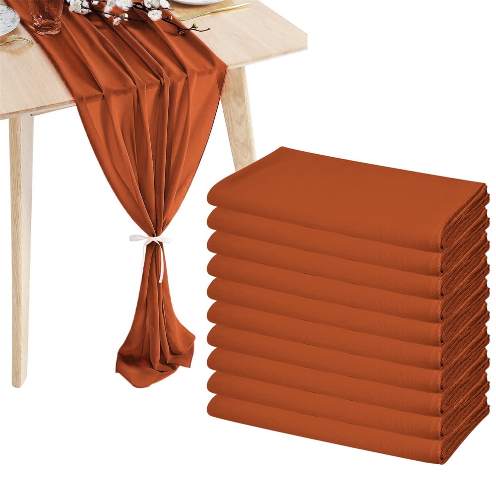 Pesonlook 10 Pcs Chiffon Table Runner 10Ft -28x120 Inches Terracotta ...