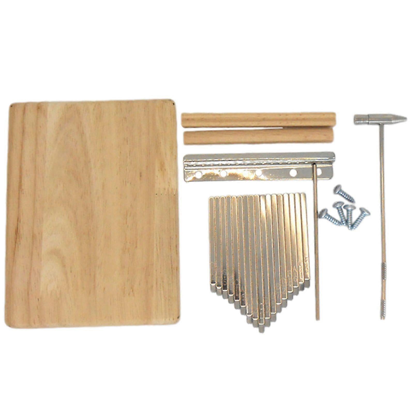 17-Key Kalimba DIY Kit with Bridge, Tuning Hammer & Repair Parts ...