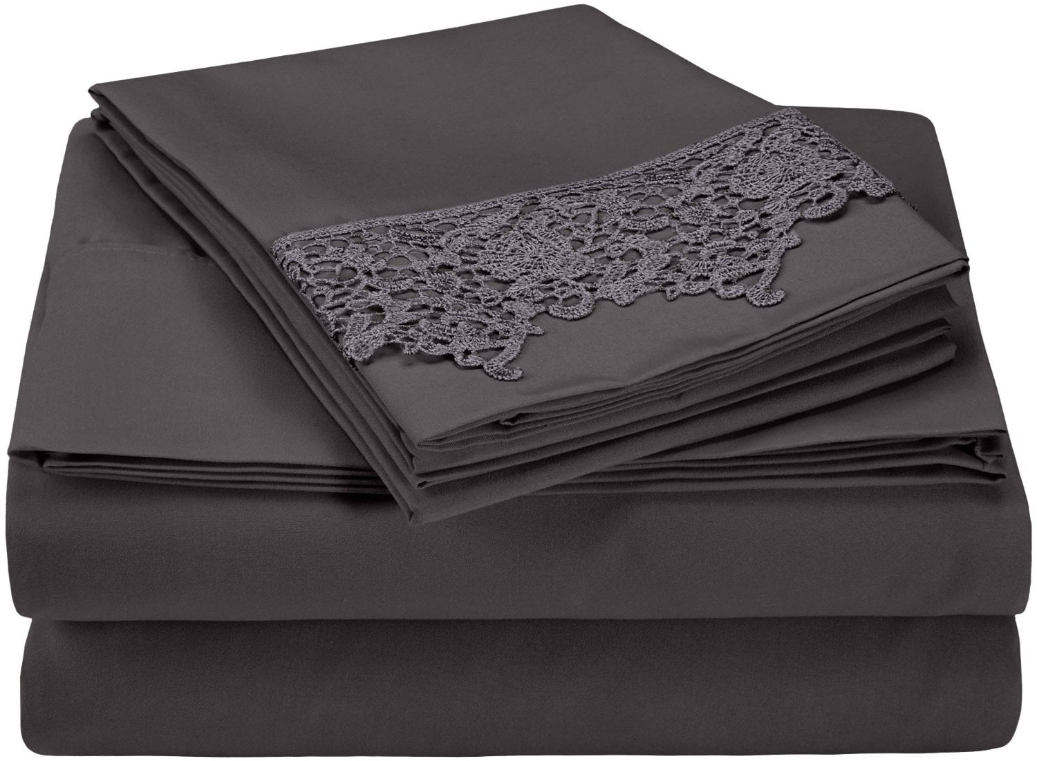 Impressions Solid Kingly Lace Embroidered Sheet Set - Walmart.com