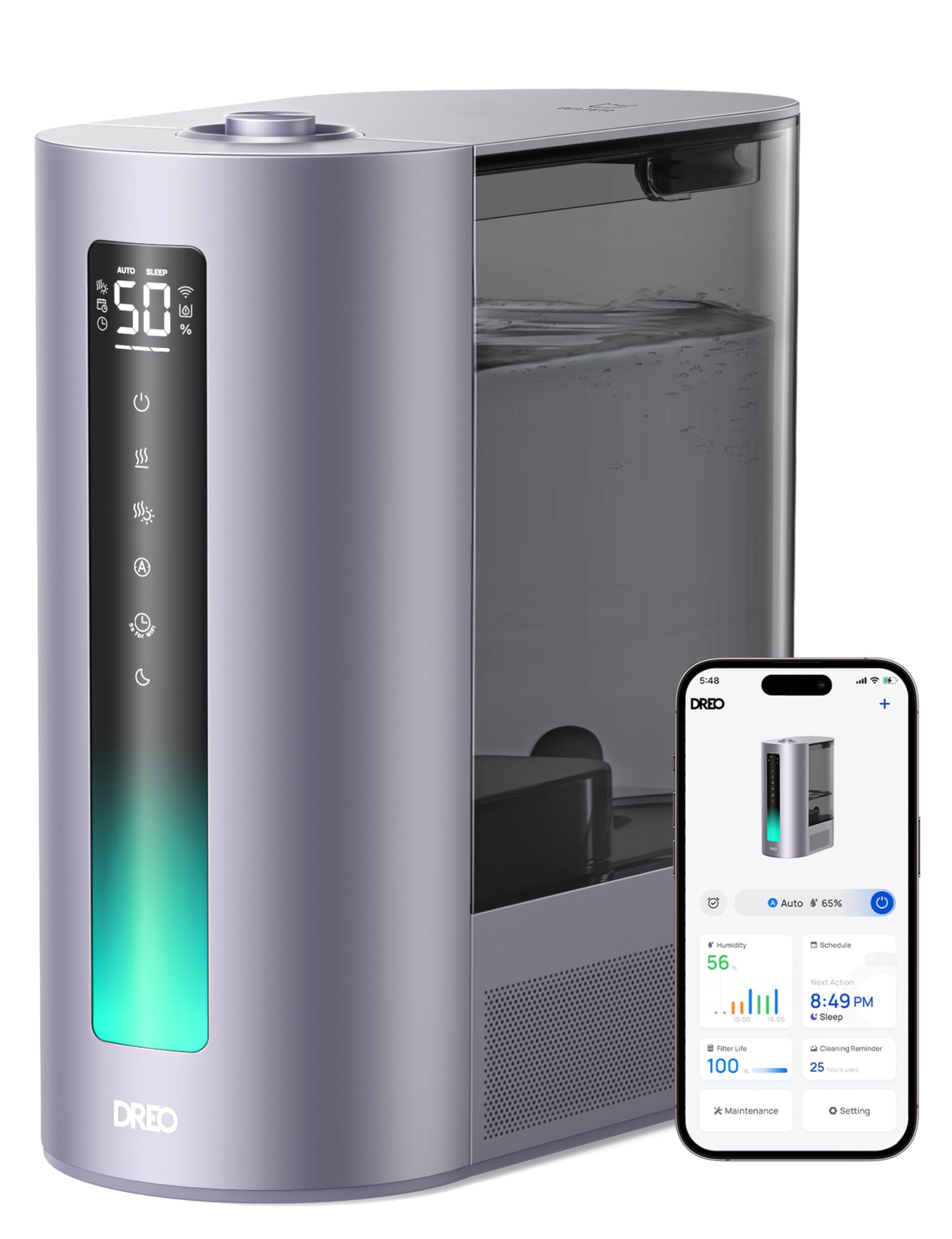 Humidificador Dreo Smart Warm & Cool Mist de 6 litros para dormitorio ...