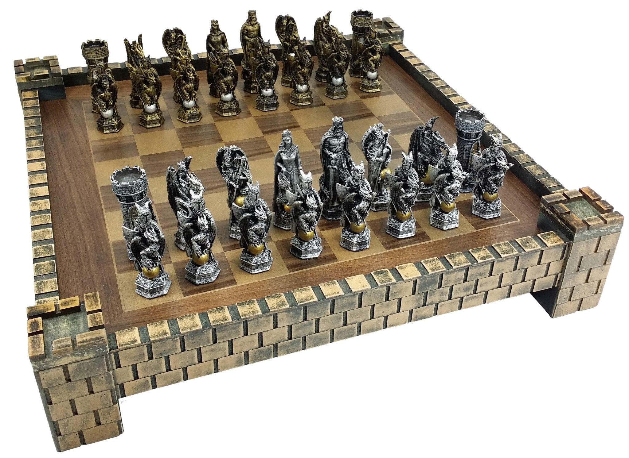 King Arthur Knights W/ Dragon Fantasy Medieval Times Chess Set 17 ...