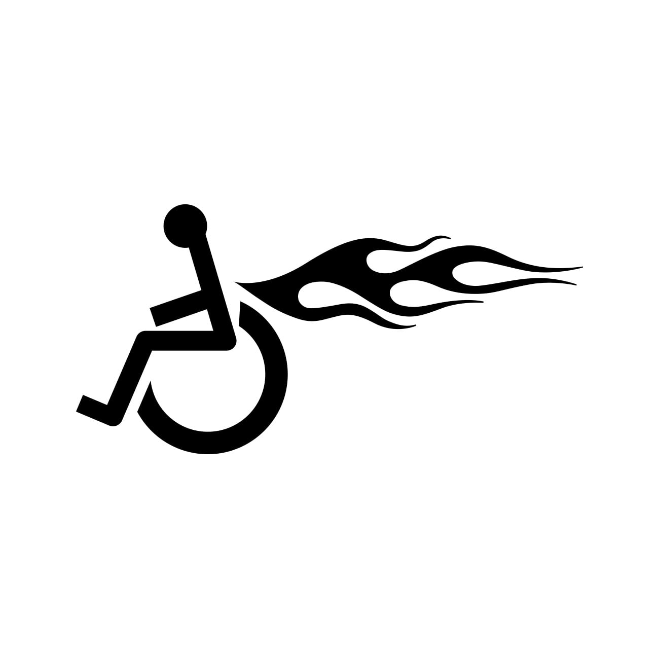 Left Facing Wheelchair with Flames Sticker Decal Die Cut - Self ...