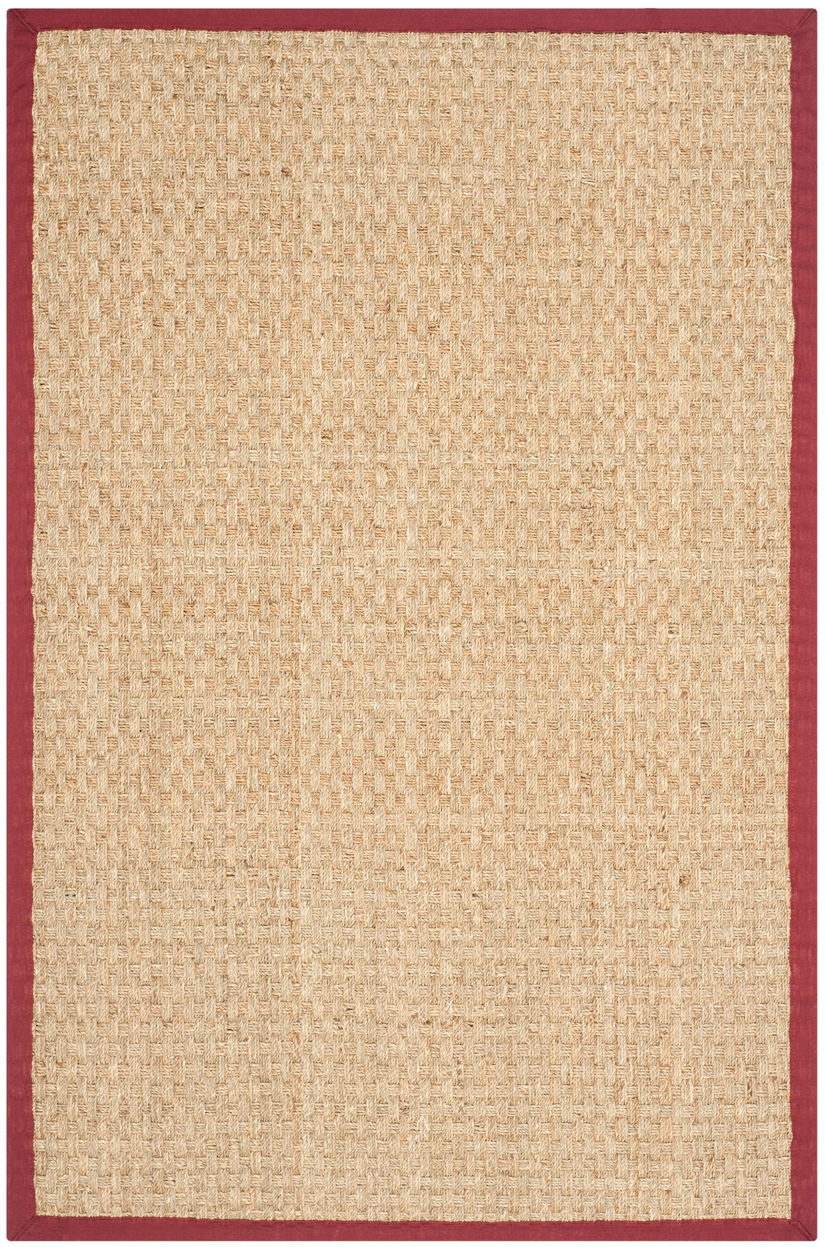 SAFAVIEH Natural Fiber Arbor Border Area Rug, Natural/Red, 2' x 3 ...