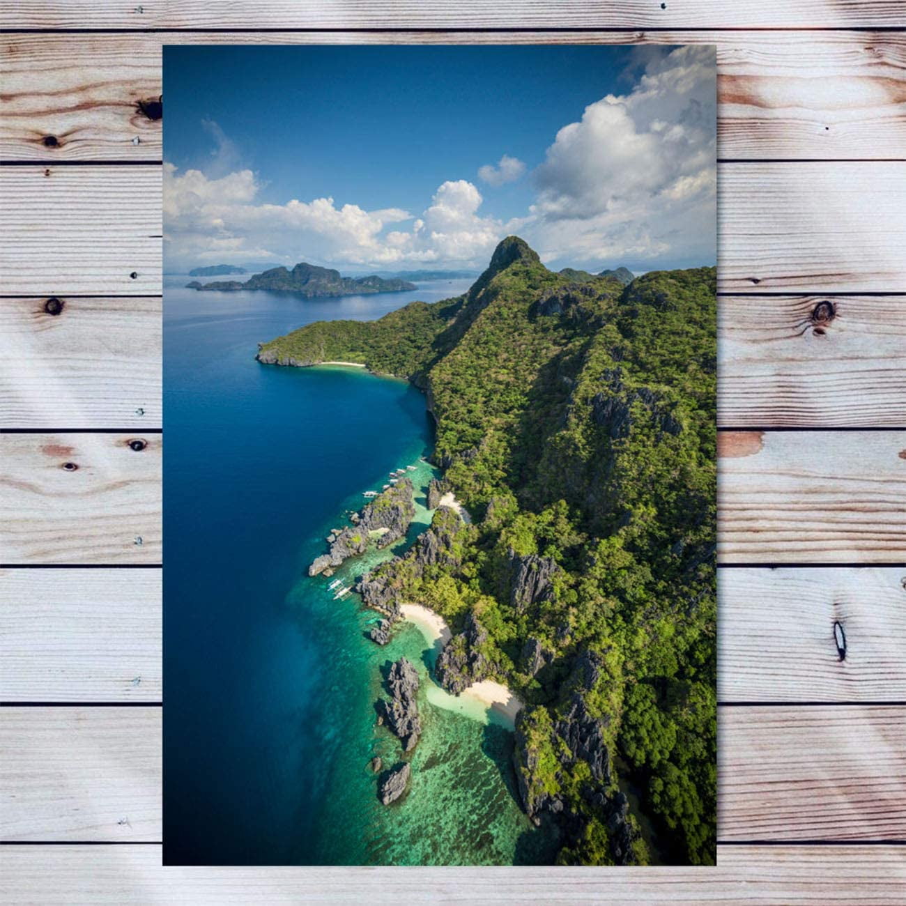 Beach Canvas Wall Art Artwork Wooden Frame Painting Aerial View Of ...