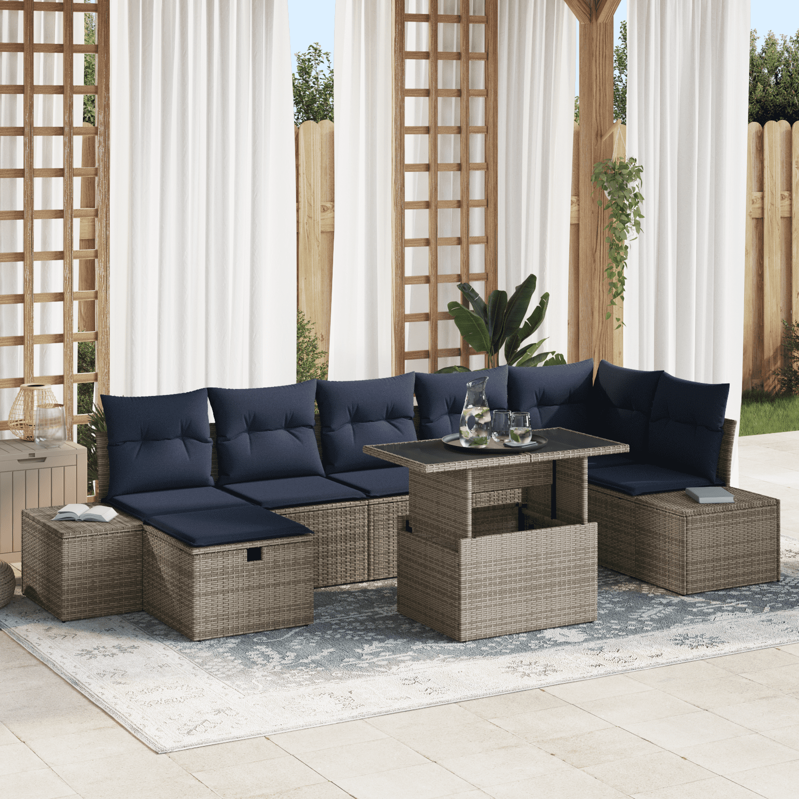 Click here for Vidaxl 8 Piece Garden Sofa Set With Cushions Grey... prices