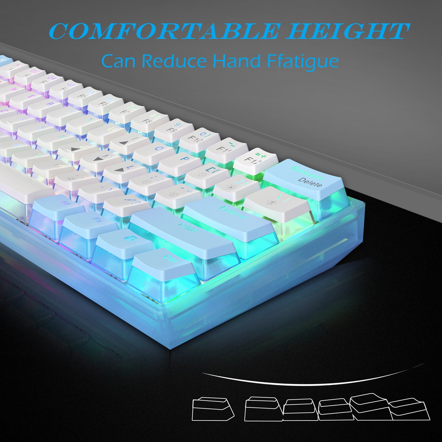 Womier WK61 60% RGB Mechanical Gaming Keyboard with Pudding Keycaps ...