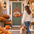 Fall Door Hanger, Red Country Barn with Pumpkins, Hay Bales and Leaves ...