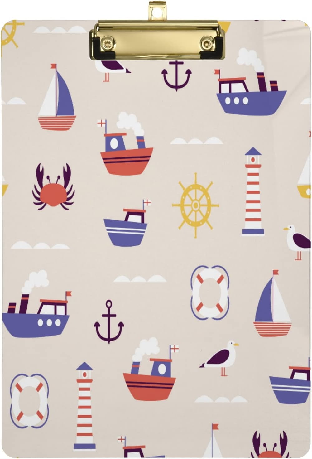 FMSHPON Cute Little Boats Clipboard Hardboard Wood Nursing Clip Board ...