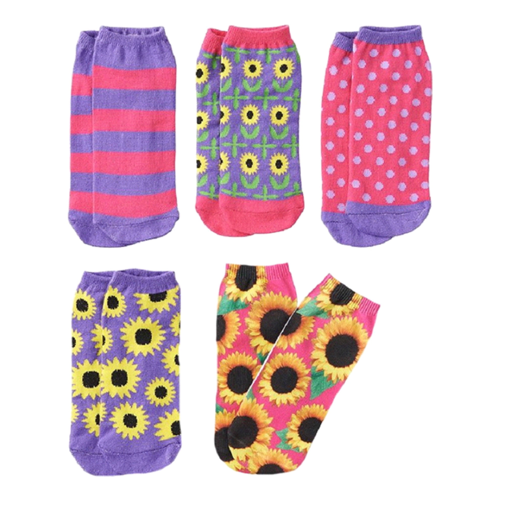 Pink Cookie Big Girl's Daisy No show Socks 5 Pair (Sock Size: 9-11 ...