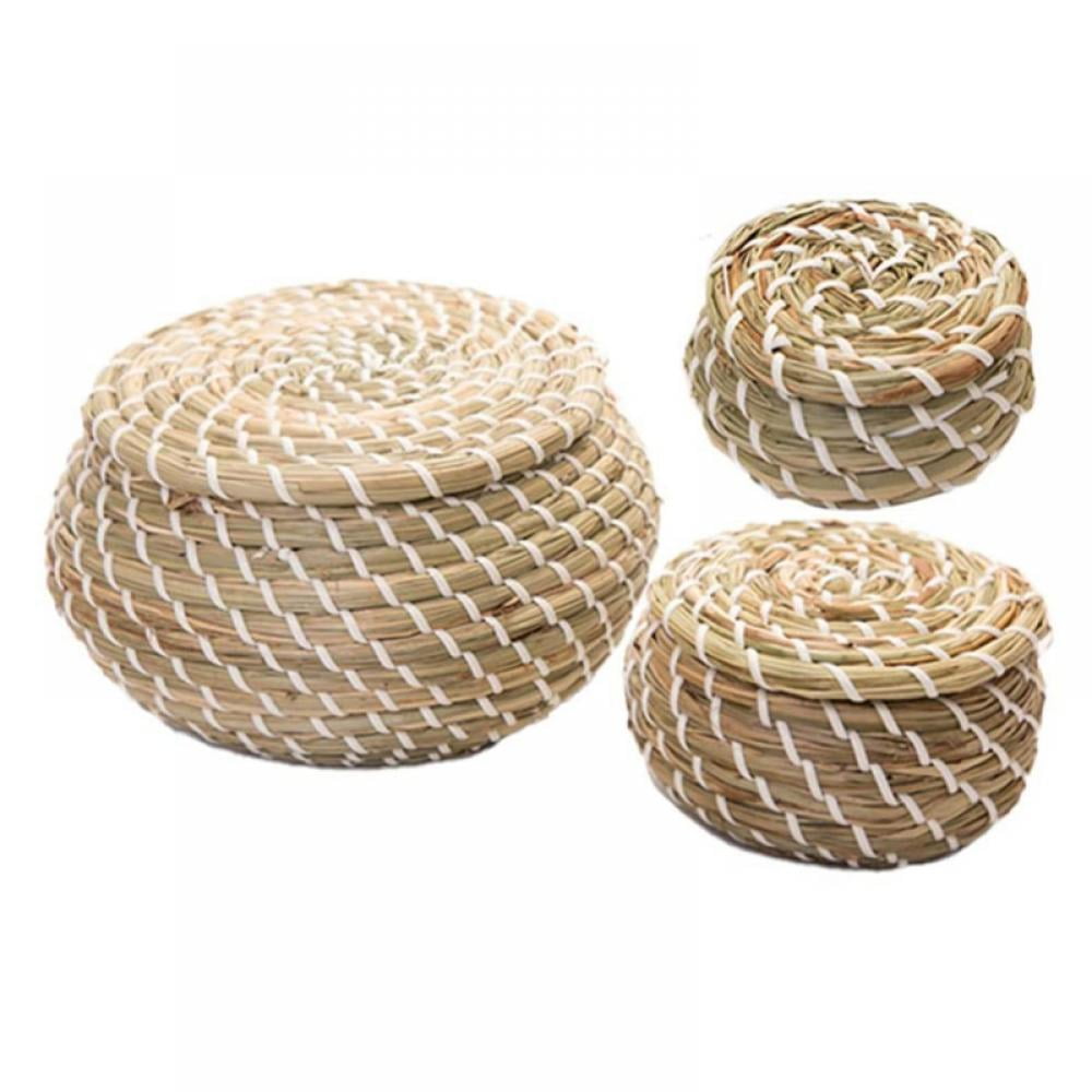 Topumt Woven Storage Baskets with Lids, Handmade Decorative Storage ...