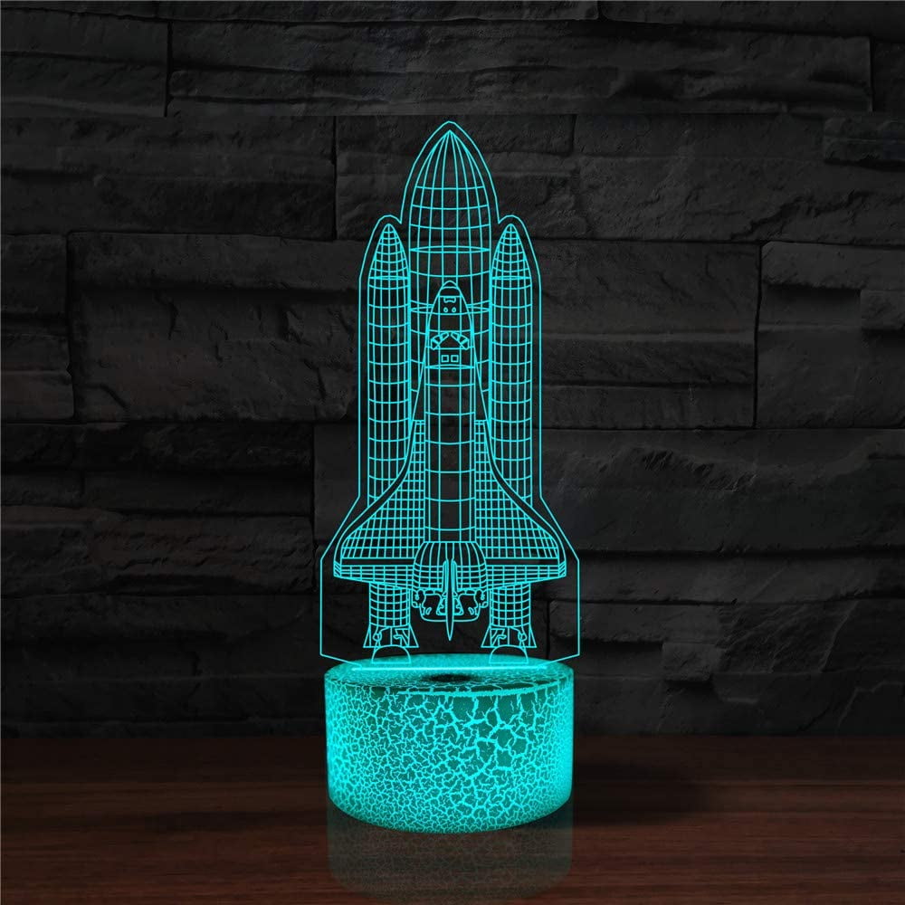 YSITIAN Rocket Night Light 3D Illusion Lamp LED Space Shuttle ...