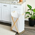 Household Essentials Bamboo X Frame Hamper with Cross Pattern, Black ...