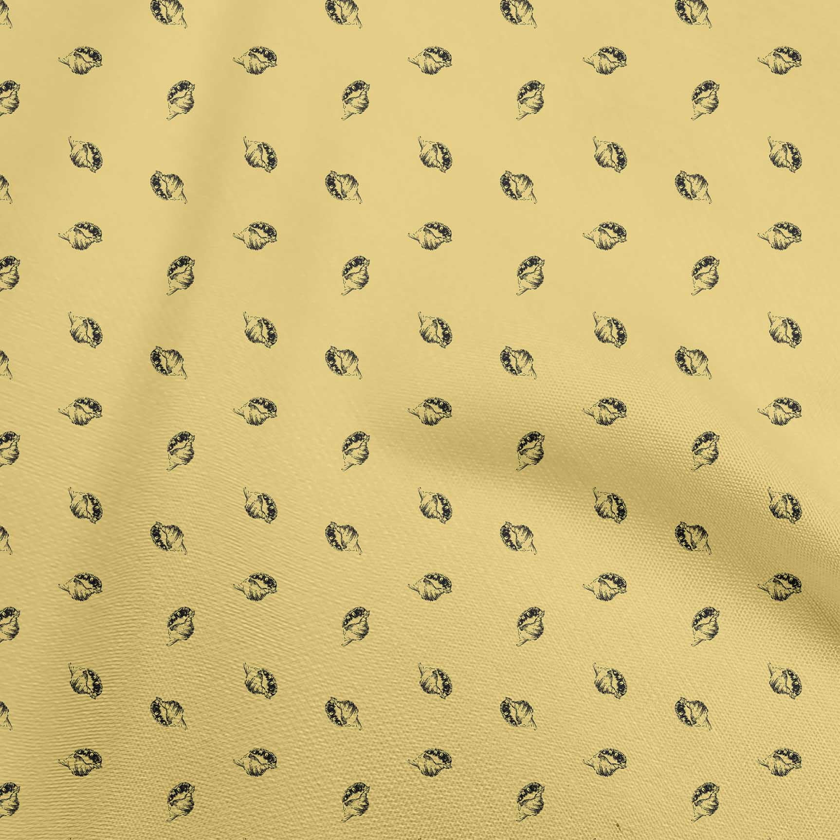 oneOone Cotton Cambric Yellow Fabric Sea Shells Fabric For Sewing ...