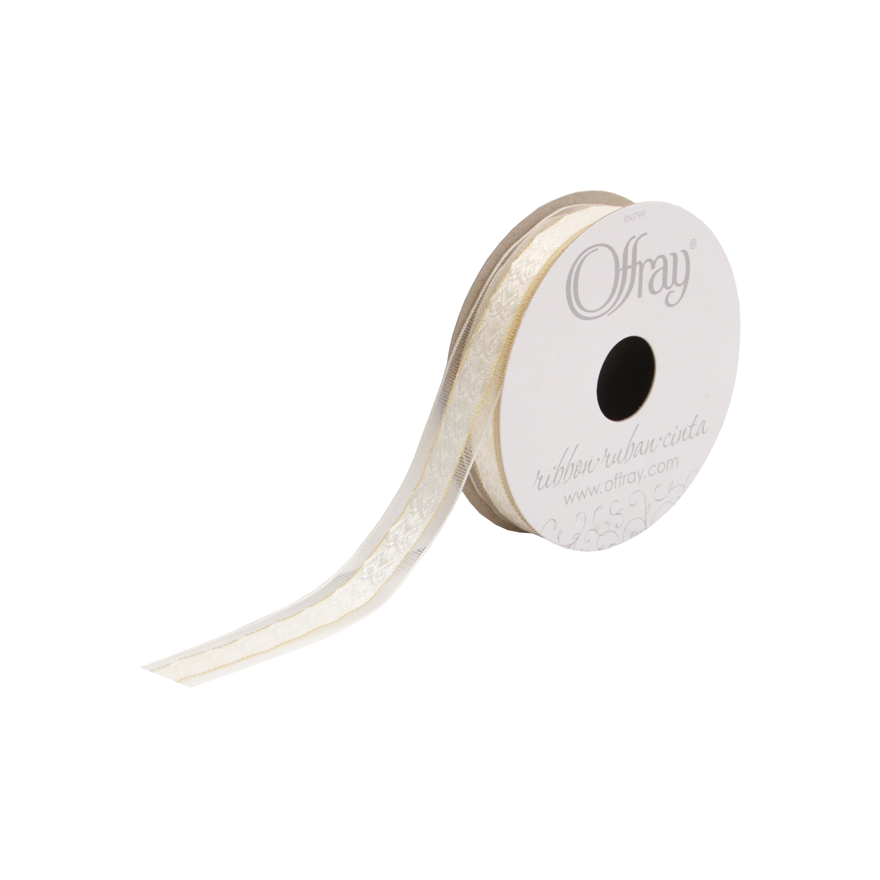 Offray Ribbon, Ivory 5/8 inch Woven Ribbon for Sewing, Crafts, and ...