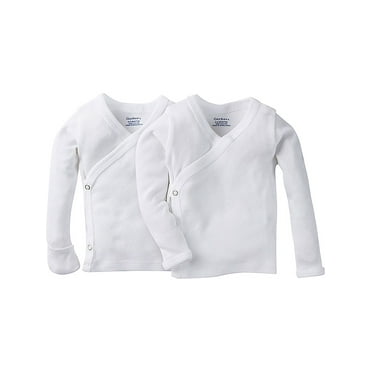 Bambini Preemie White Long Sleeve Side Snap Shirt With Mitten Cuffs ...