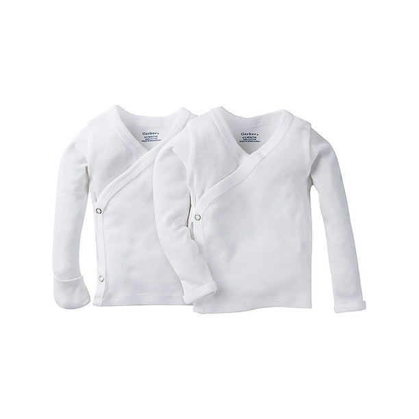 Gerber Newborn Baby Boy or Girl Unisex Long Sleeve Side Snap Shirt with ...