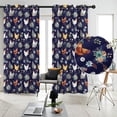Rooster and Floral Navy Pattern Blackout Curtains,Triple Weaved Fabric ...