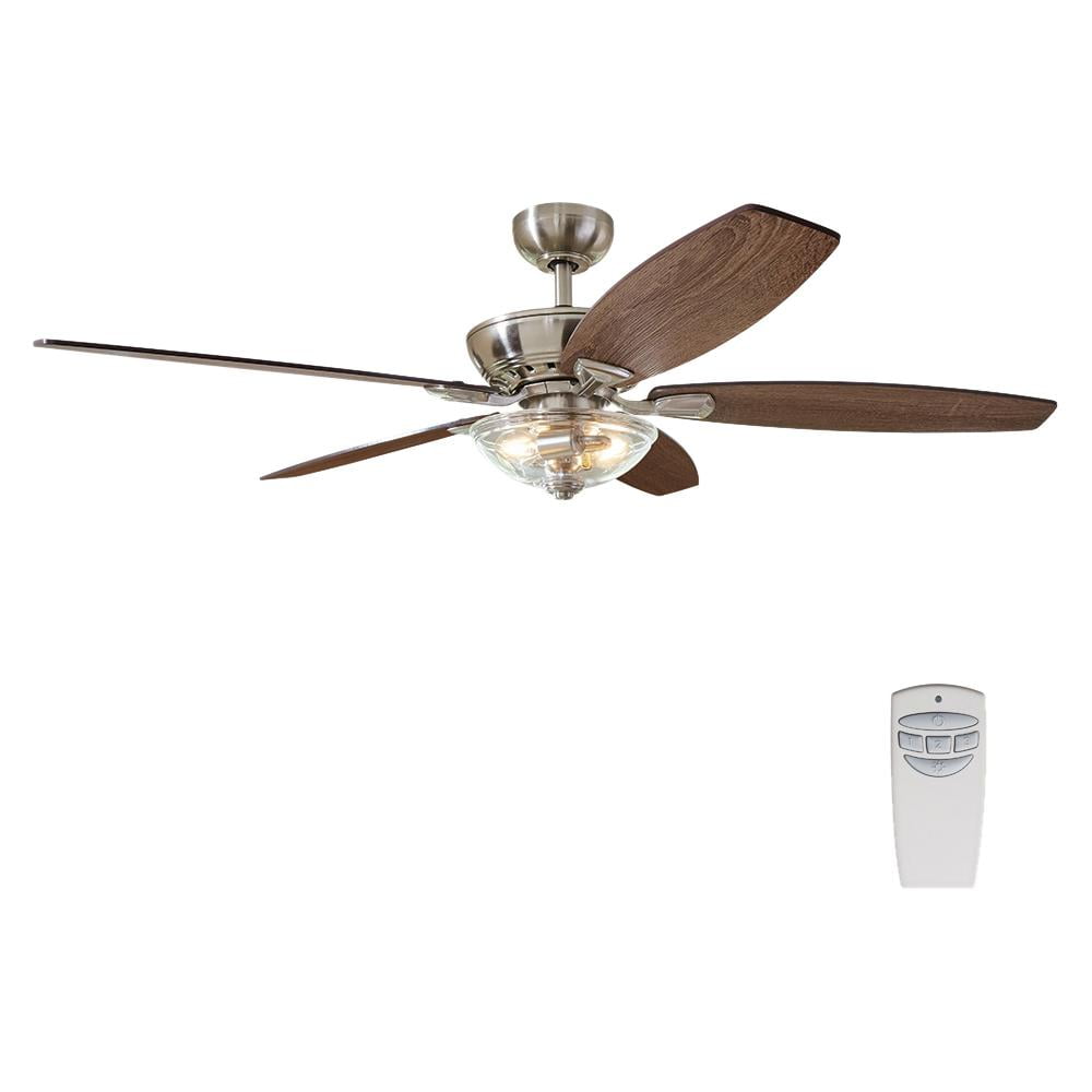Connor 54 In. LED Brushed Nickel Dual-Mount Ceiling Fan With Light Kit ...