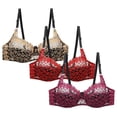 3 Pack Plus Size Underwire Lace Bra for Women , Ultra-Thin Cup Sensual ...