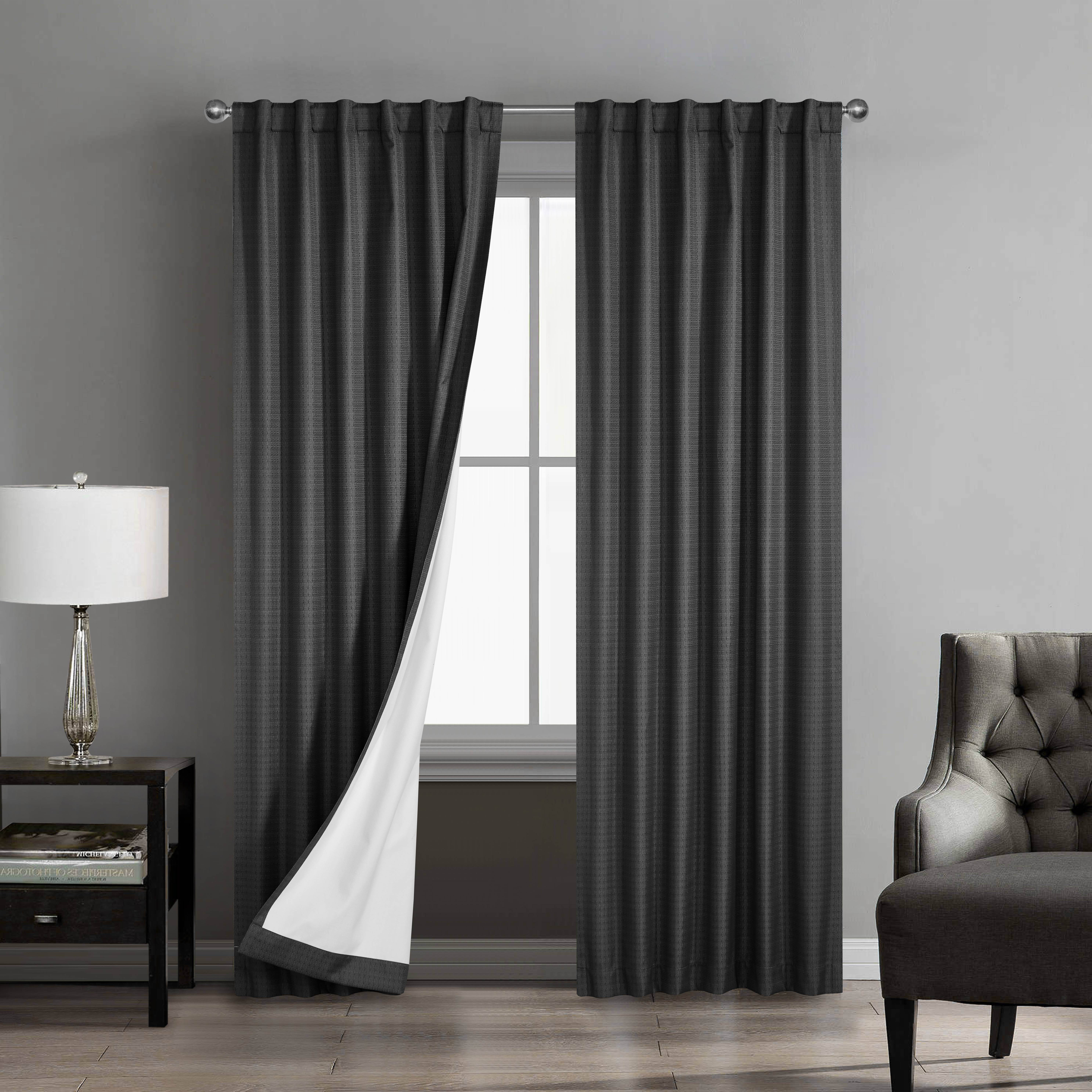 Urban Shop Solid Texture Room Darkening Rod Pocket Curtain Panel, Set ...