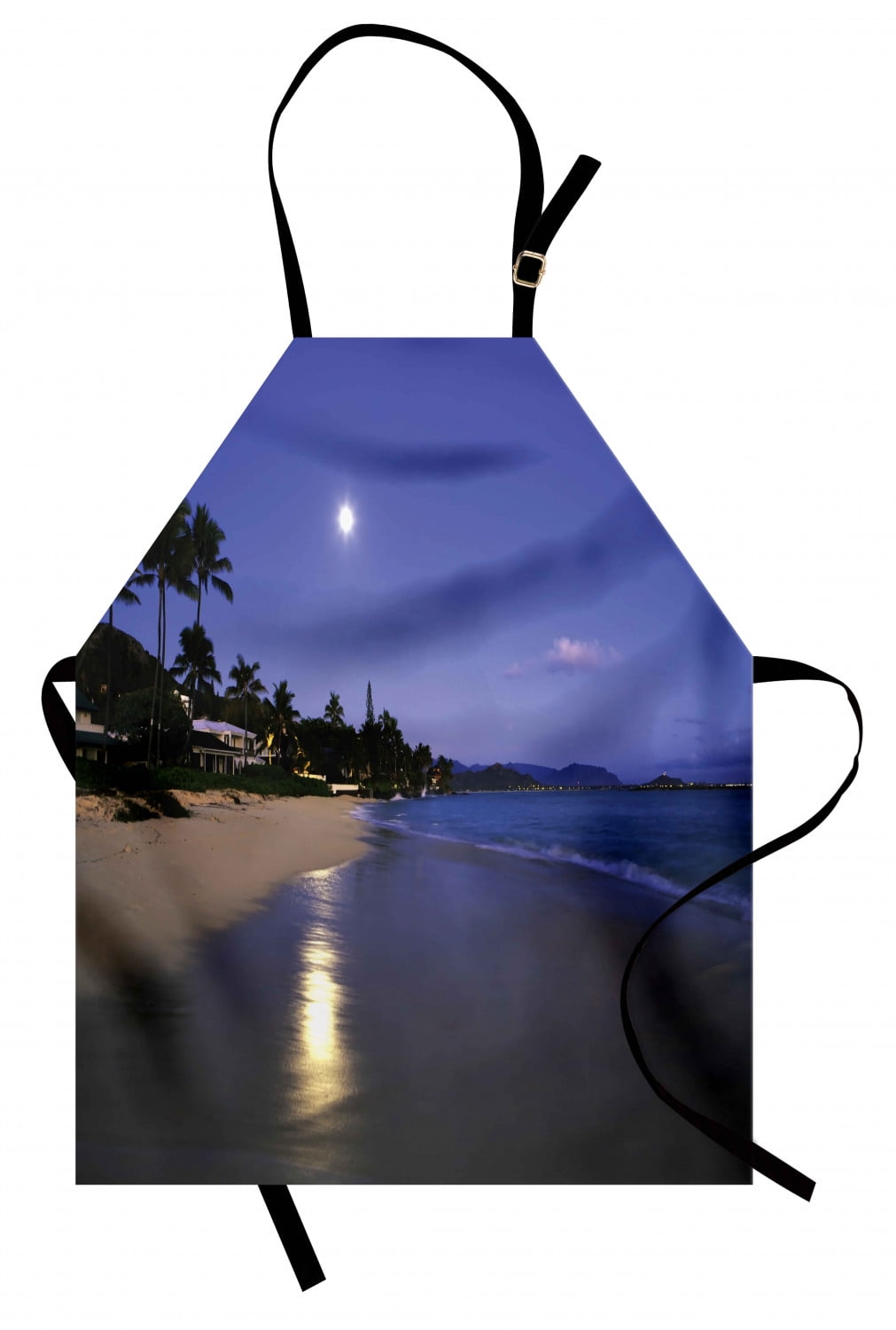 Hawaiian Apron Houses Clear Sky Full Moon Reflection at Daybreak on a ...