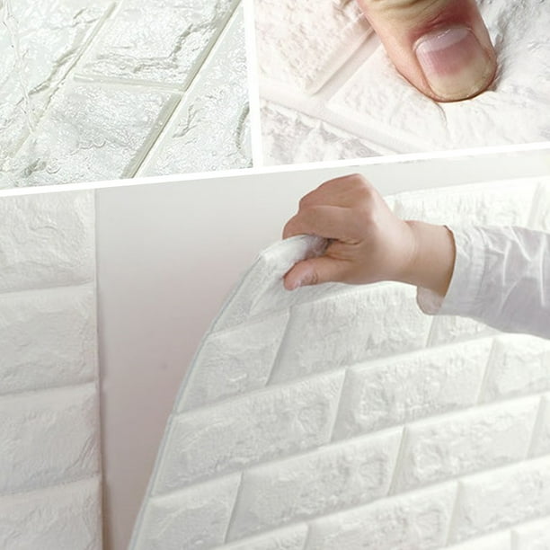 DODOING 1-100 Pcs 3D Brick Wall Stickers Self-adhesive Panel Decal PE ...