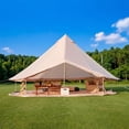 4 Season Bell Tent 13.1Ft, Beige Waterproof Glamping Yurt Tent with ...