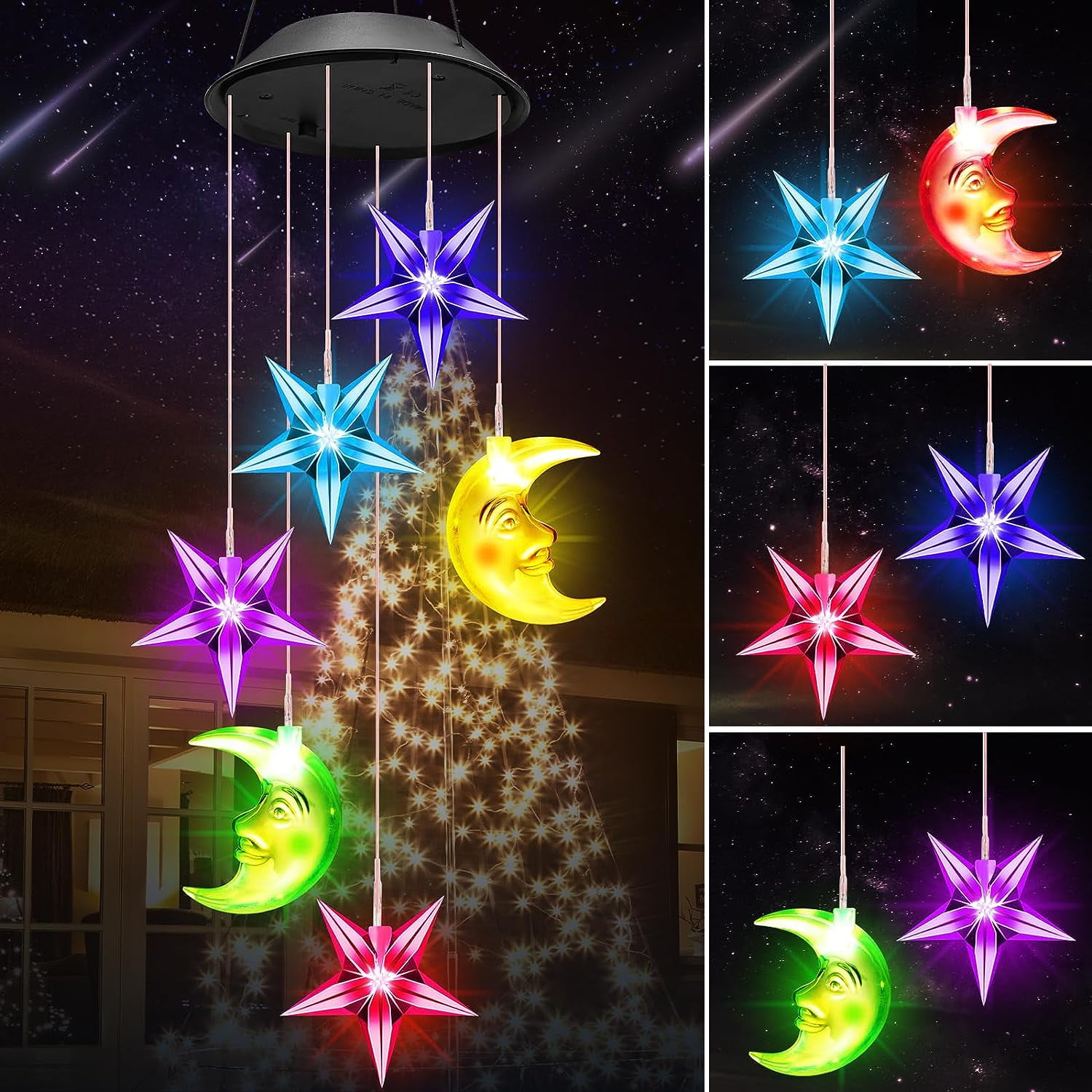 LINLIN Solar Wind Chimes, Waterproof Solar Wind Chimes,Color Changing ...