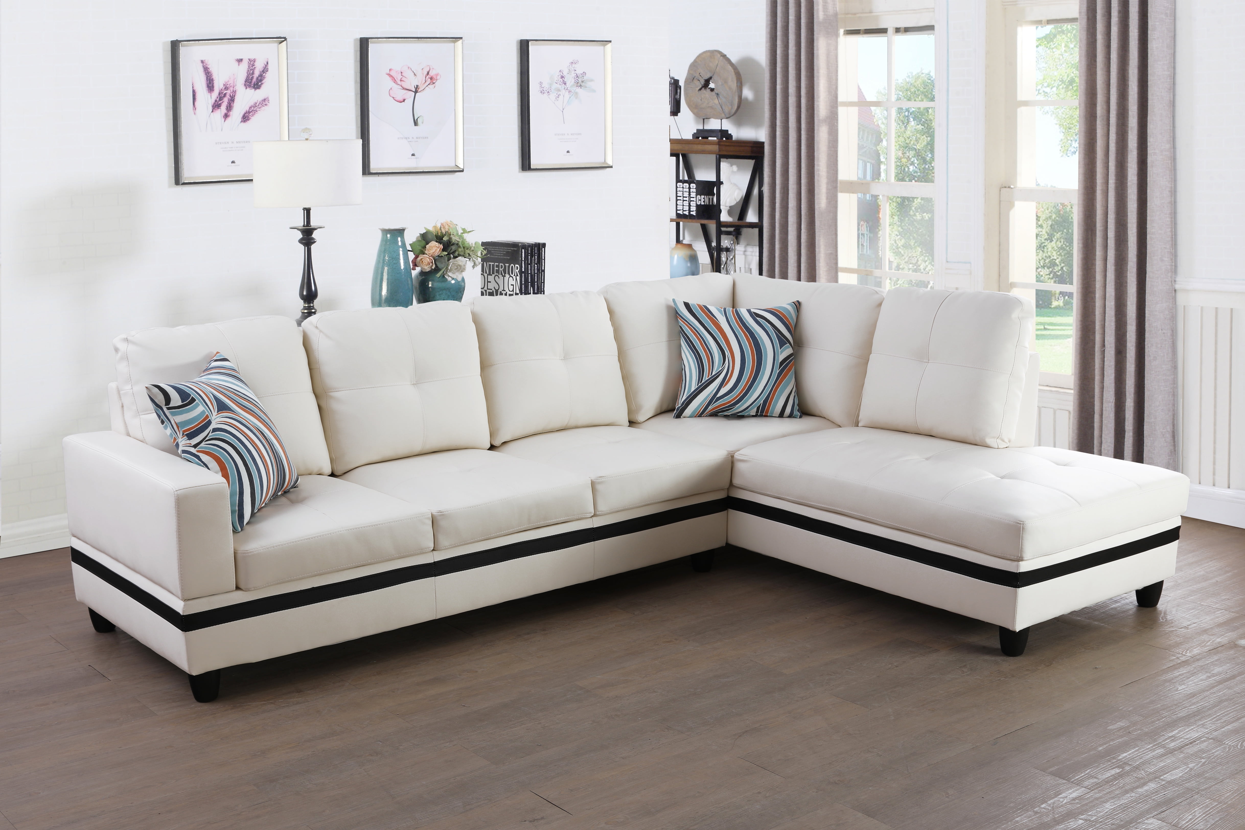 Beau Modern Right Hand Sectional Sofa Set with Toss Pillow for Home ...