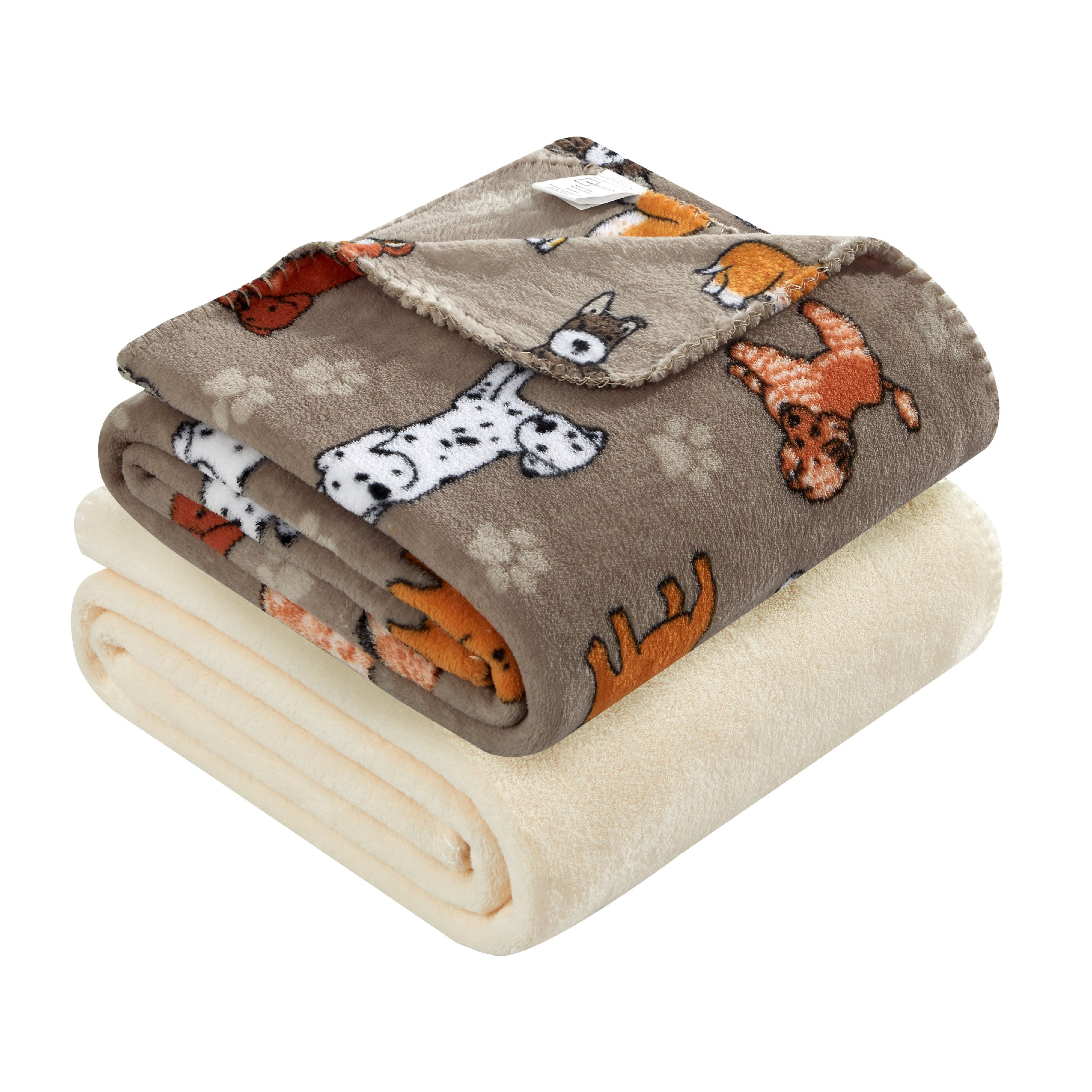 Mainstays Dogs Fleece Plush Throw Blanket 50 X 60 Dog Print And