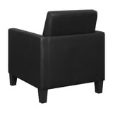 34 Inch Modern Accent Chair Angled Back Modern Style Black Faux Leather ...