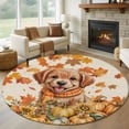 8ft Round Rug Orange Cute Dog Area Rugs for Living Room Bedroom ...