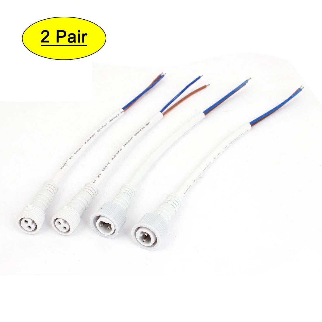 2 Pair 2 Wire Waterproof Power Cable Set DC Connector Male Female Jack ...